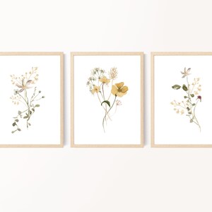 Fall Floral Wall Art Yellow Watercolor Botanical Prints - Etsy