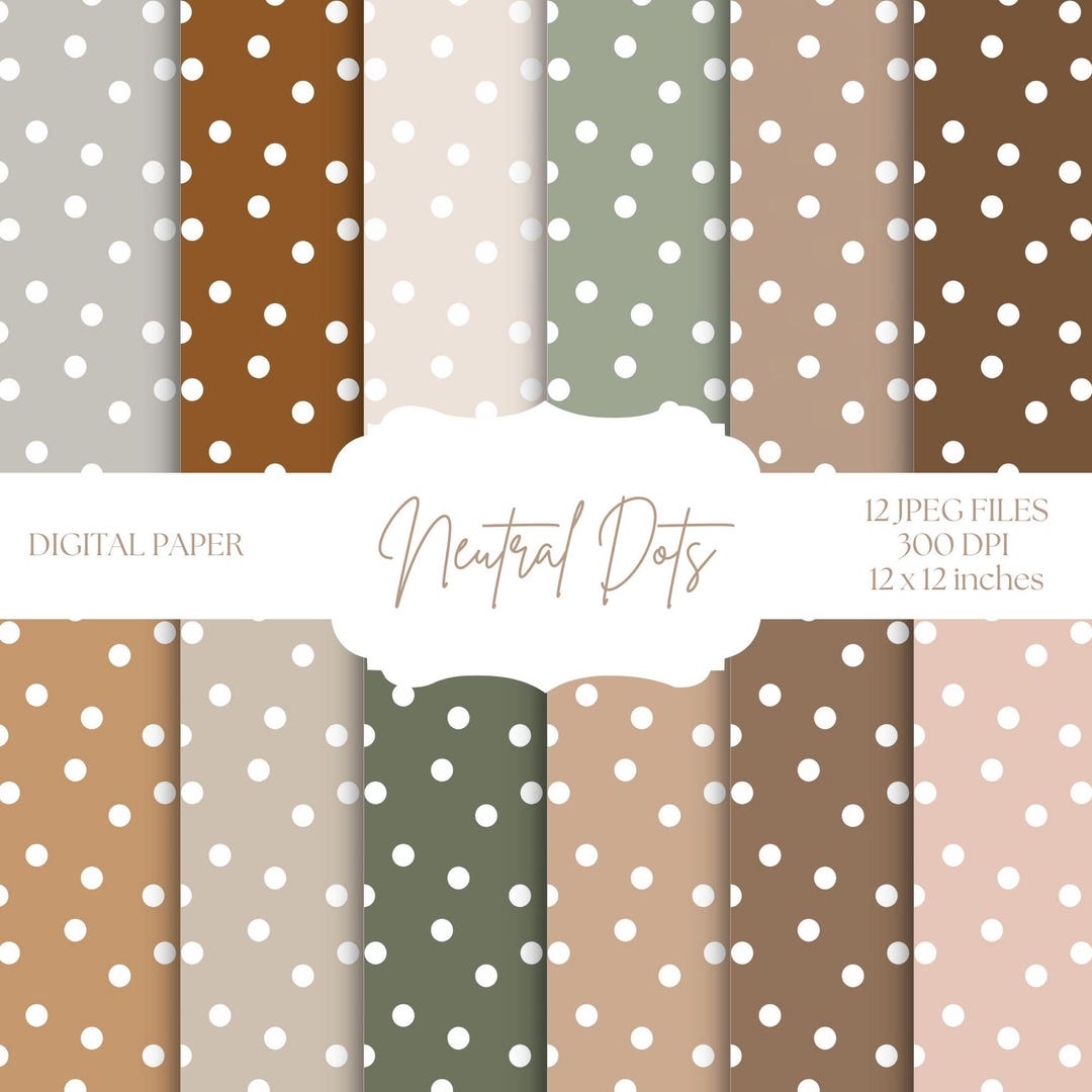 Polka Dots Digital Paper, Neutral Seamless Patterns, Brown Backgrounds ...