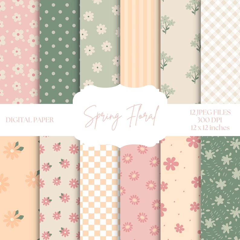 Floral Digital Paper, Spring Backgrounds, Flower Seamless Patterns ...