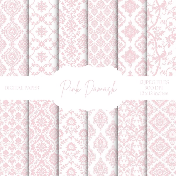 Pink Damask Pattern - Etsy