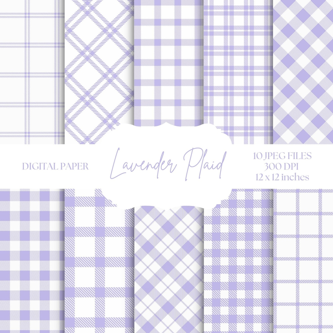 Lavender Plaid Digital Paper for Scrapbooking & Crafts, Purple ...