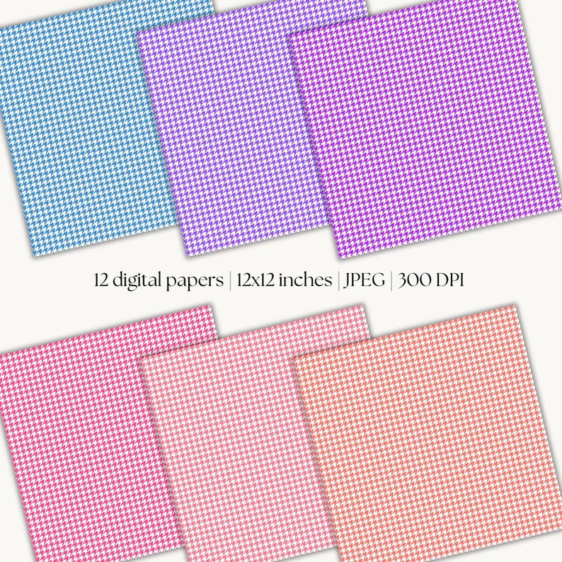 Colorful Digital Paper, Bright Backgrounds, Houndstooth Patterns ...