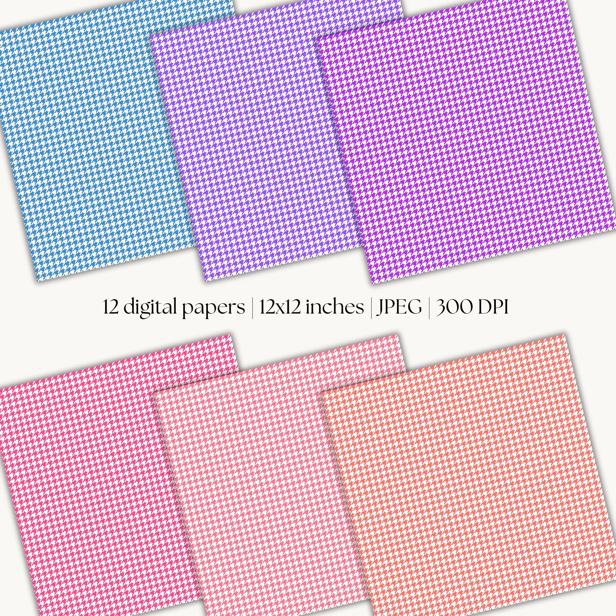 Colorful Digital Paper, Bright Backgrounds, Houndstooth Patterns ...