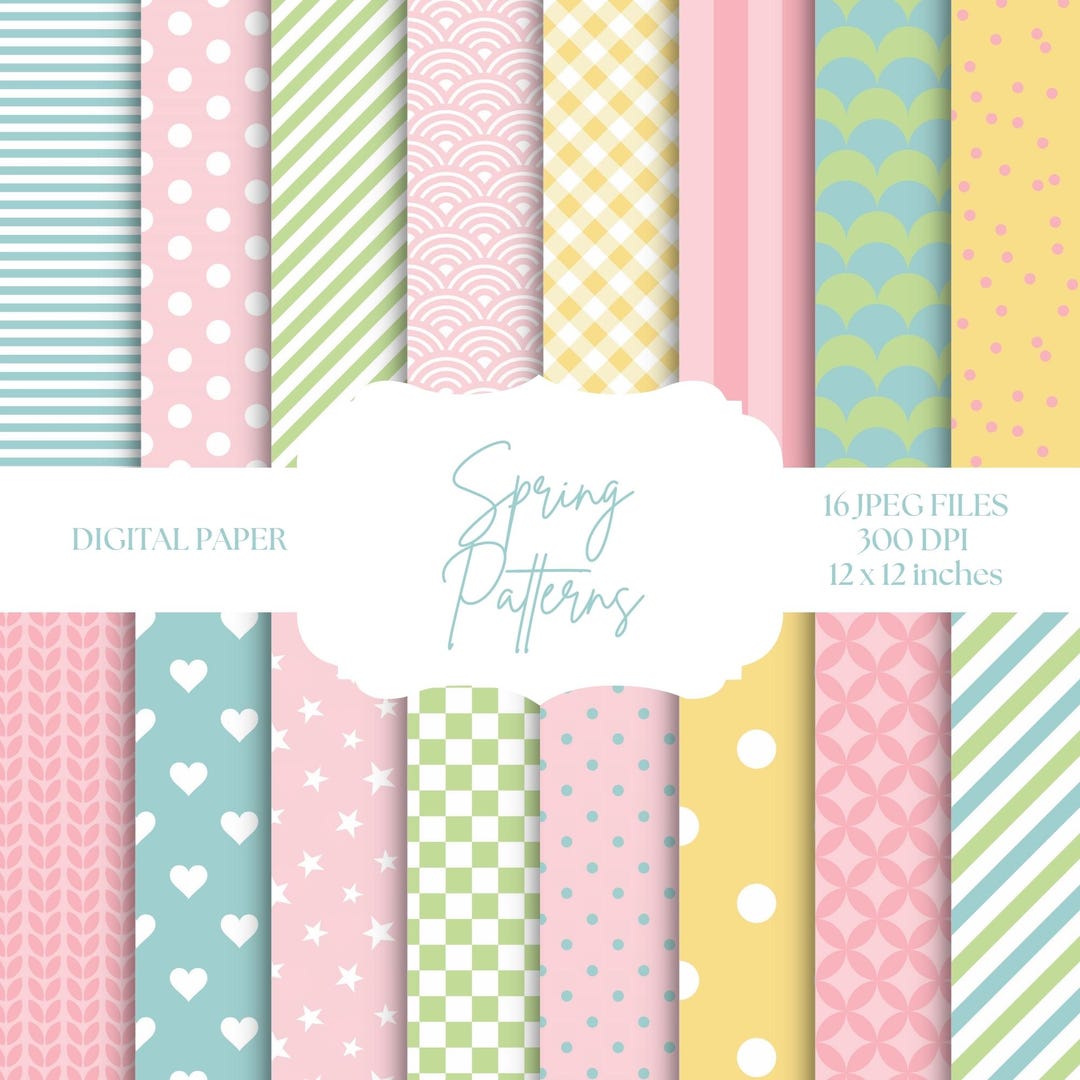 Spring Digital Paper, Pastel Backgrounds, Seamless Patterns, Digital ...