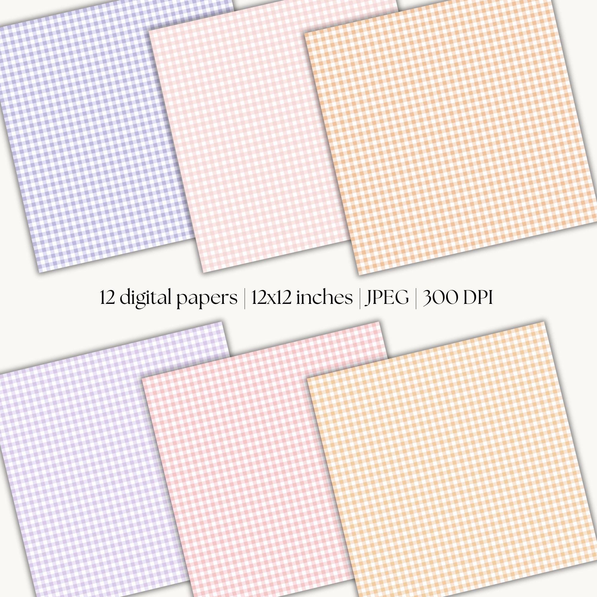 Pastel Gingham Digital Paper, Plaid Backgrounds, Pink & Blue Scrapbook ...