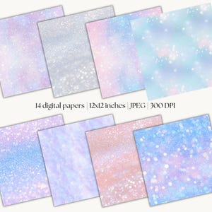 Pastel Digital Paper, Mermaid Seamless Patterns, Purple Iridescent ...
