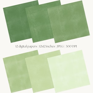 Green Digital Paper, Green Textures, Digital Scrapbook Paper Set, St ...