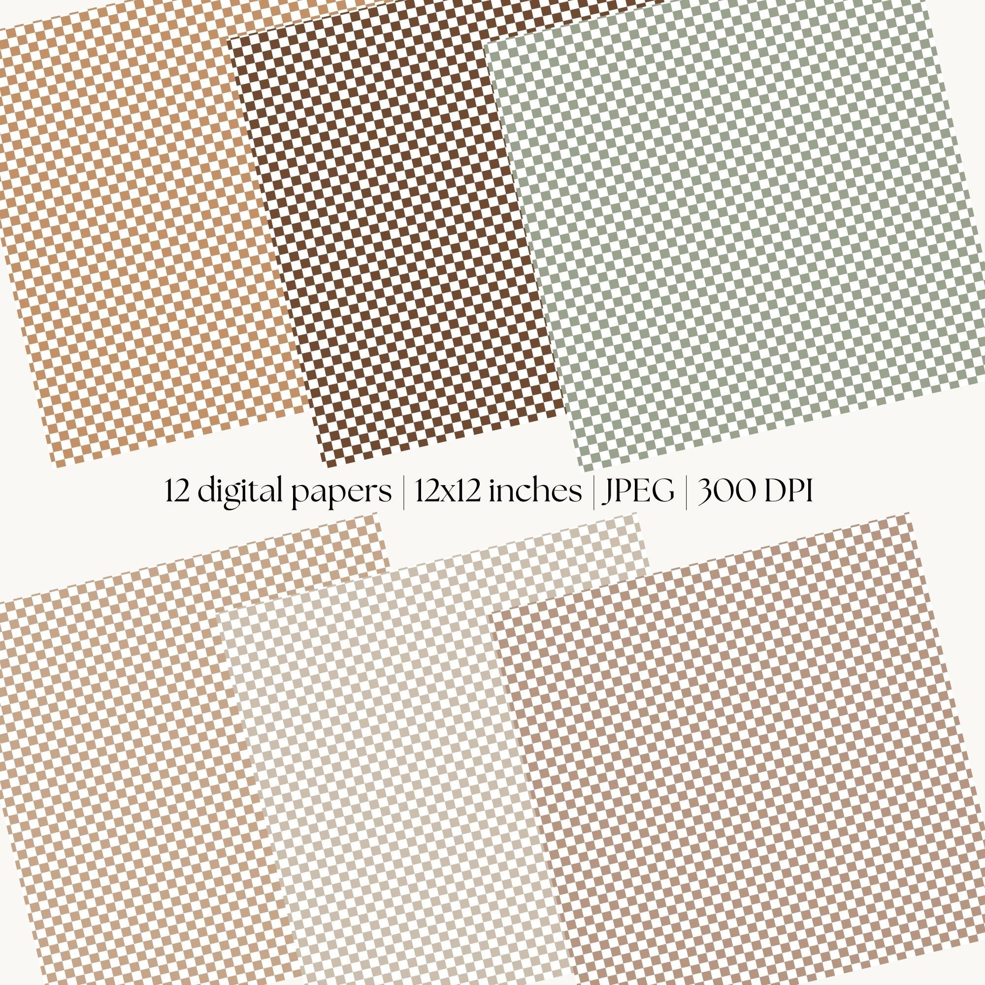 Checkered Digital Paper, Neutral Checkerboard Patterns, Brown ...
