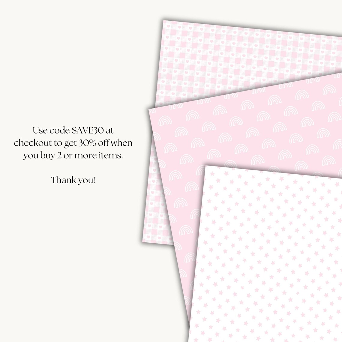 Baby Pink Digital Paper, Gingham Seamless Patterns, Baby Shower ...