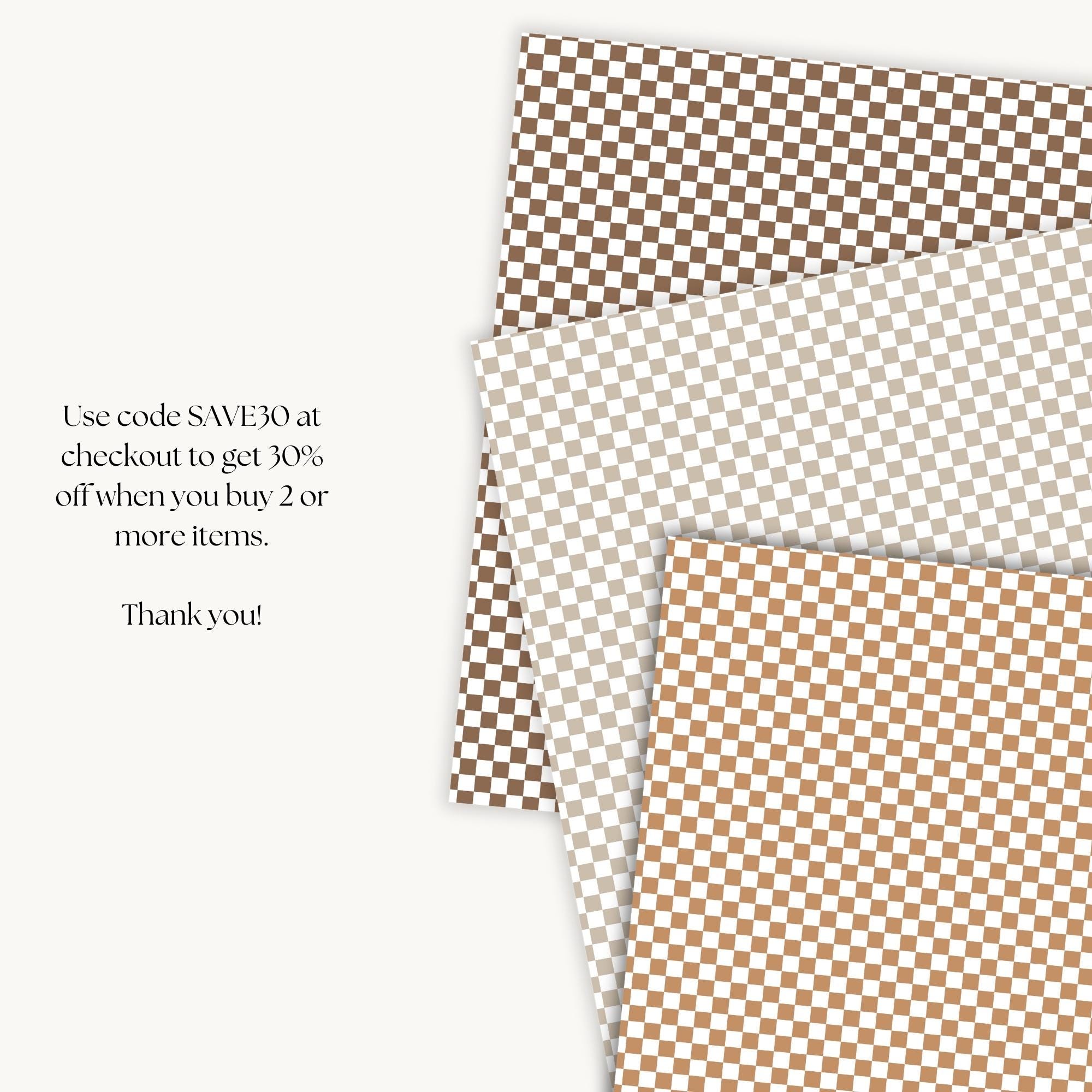 Checkered Digital Paper, Neutral Checkerboard Patterns, Brown ...