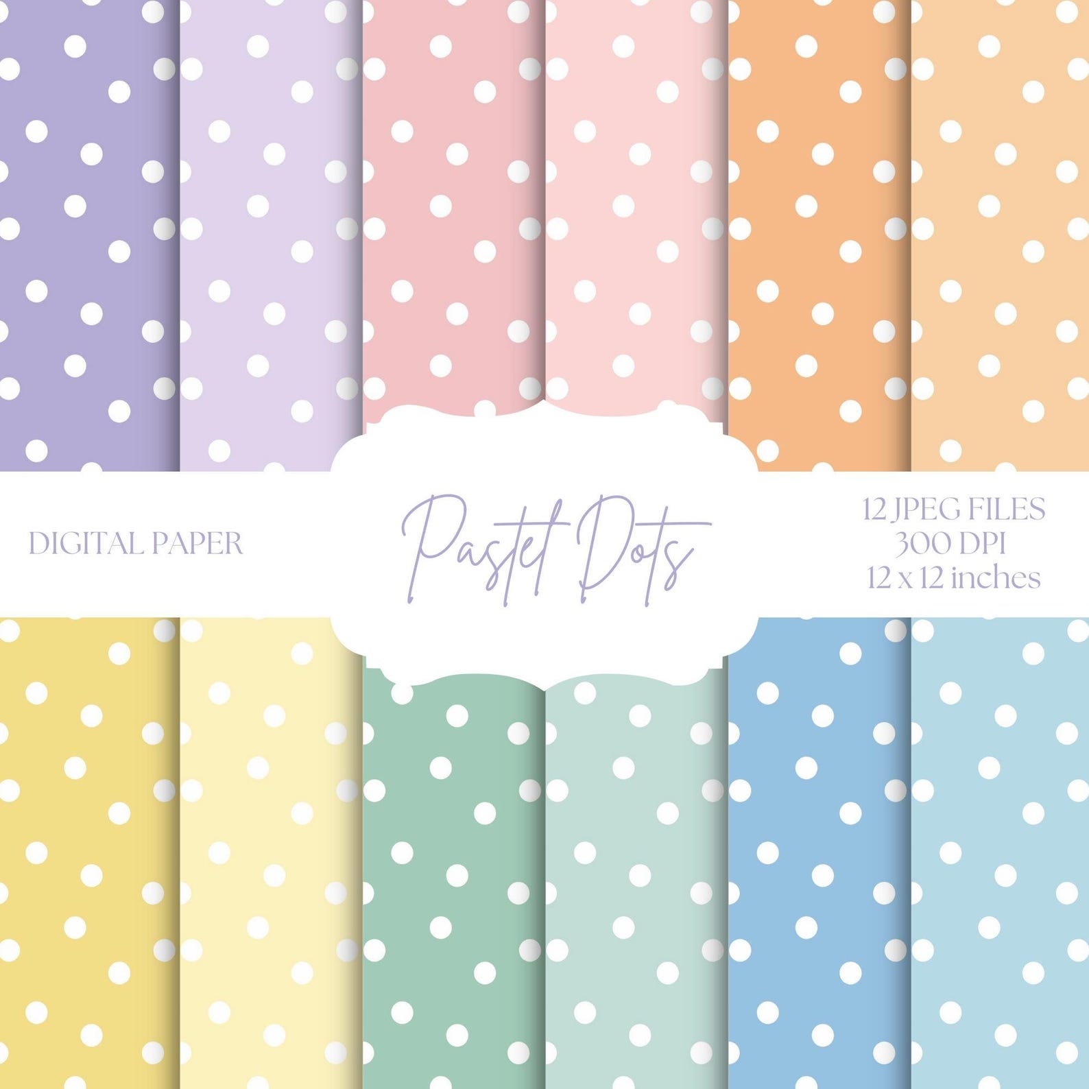 Polka Dots Digital Paper, Pastel Seamless Patterns, Spring Backgrounds ...