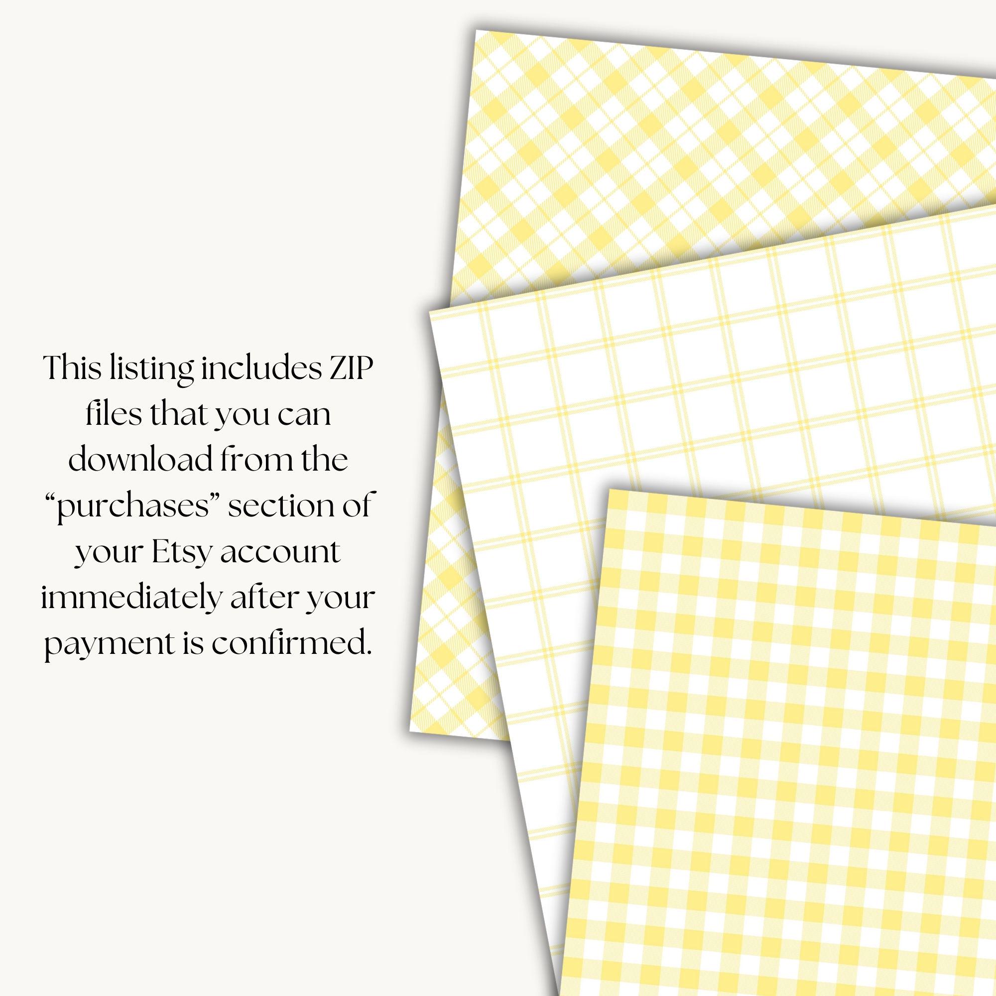 Yellow Plaid Digital Paper, Spring Backgrounds, Easter Patterns ...
