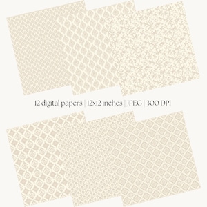 Beige Damask Digital Paper, Neutral Backgrounds, Vintage Damask ...
