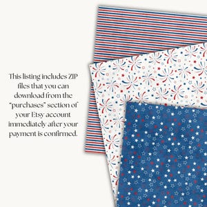 Red White & Blue Digital Paper, Patriotic Backgrounds, 4th of July ...