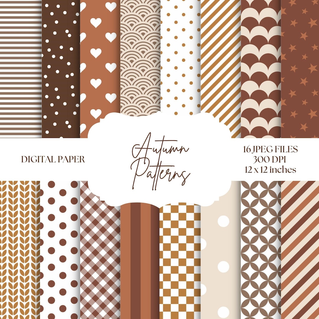 Autumn Digital Paper, Fall Seamless Patterns, Digital Scrapbooking ...