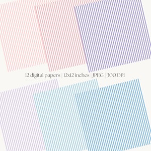 Stripes Digital Paper, Pastel Color Backgrounds, Striped Scrapbook ...