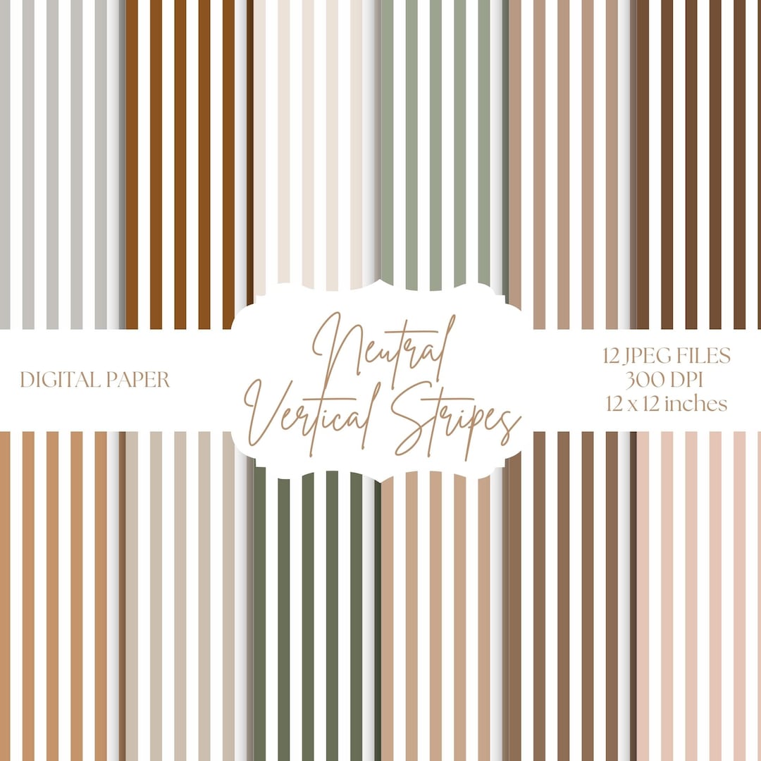 Neutral Stripes Digital Paper, Beige Stripe Backgrounds, Brown ...
