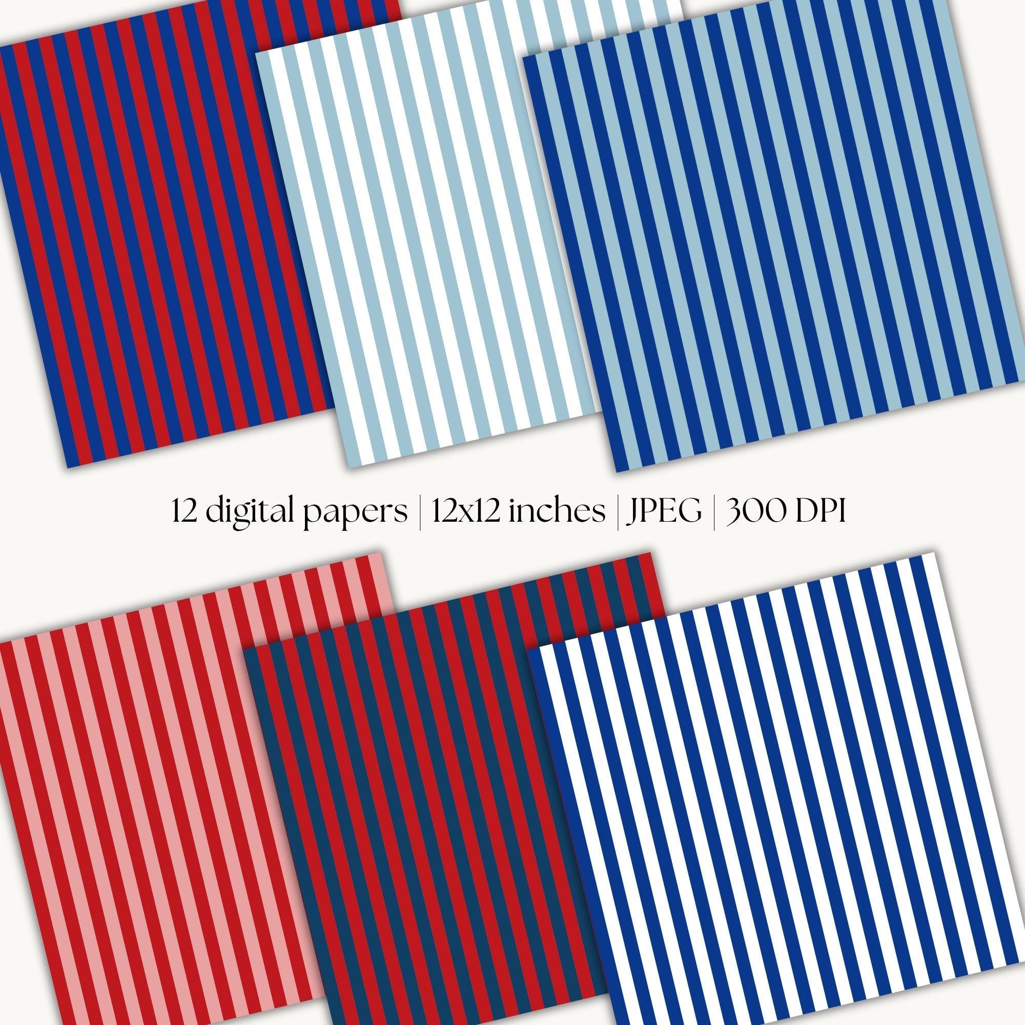 Digital Paper Red White and Blue, July 4th Backgrounds, Patriotic ...