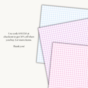 Pastel Gingham Digital Paper, Pink, Purple, Blue, Spring Backgrounds, Digital Scrapbook Paper ...