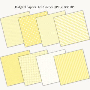 Yellow Digital Paper, Seamless Backgrounds, Yellow and White Patterns ...