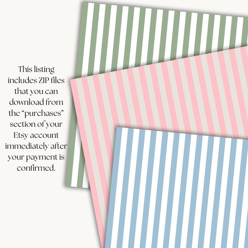 Grandmillennial Stripes Digital Paper, Seamless Stripe Patterns, Blue ...