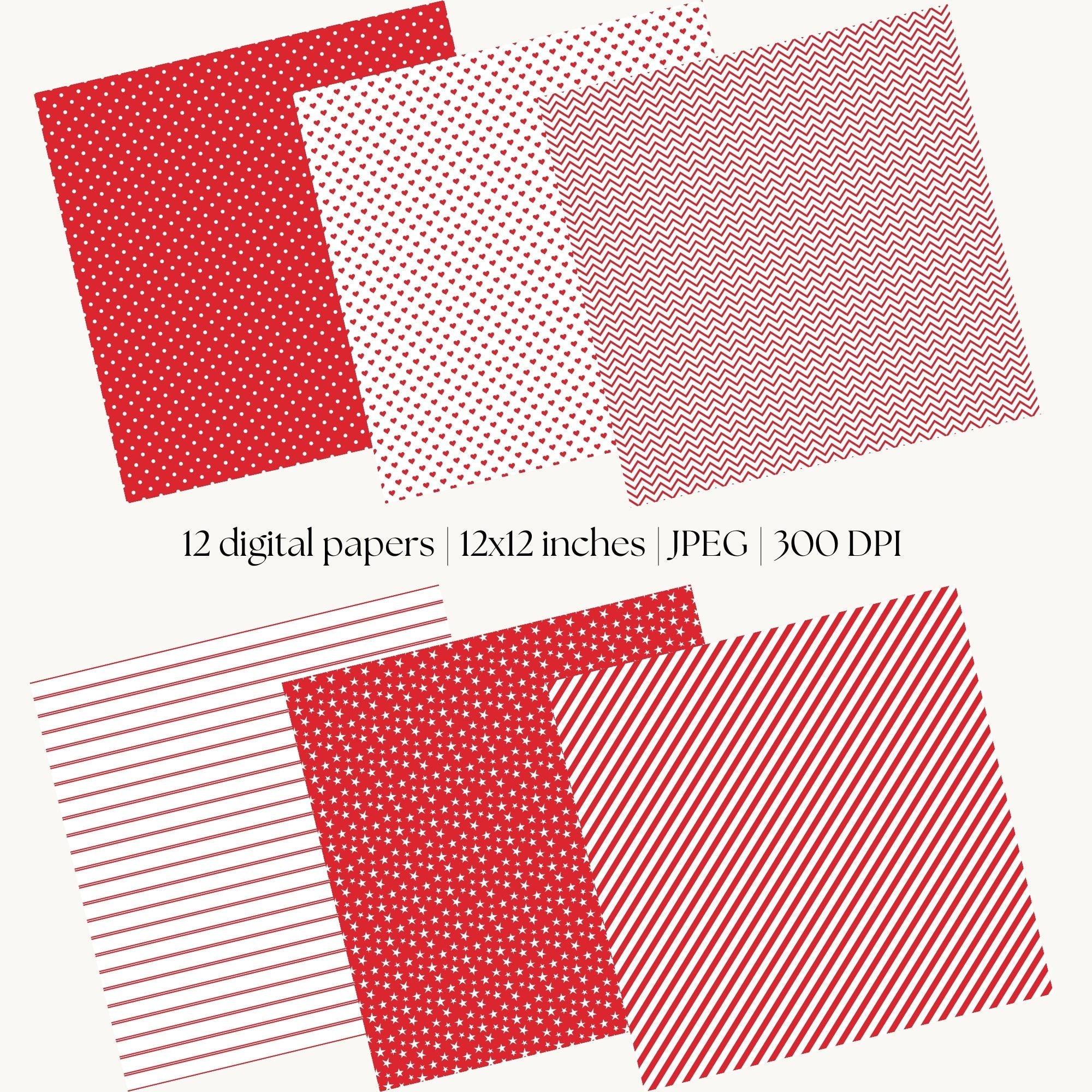 Red and White Digital Paper, Red Seamless Patterns, Red Backgrounds ...