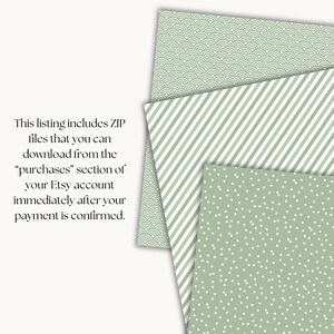 Sage Green Digital Paper, Seamless Backgrounds, Green and White ...