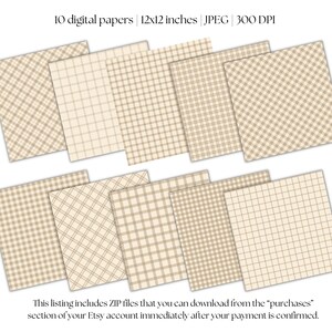 Beige Plaid Digital Paper, Neutral Backgrounds, Seamless Gingham ...