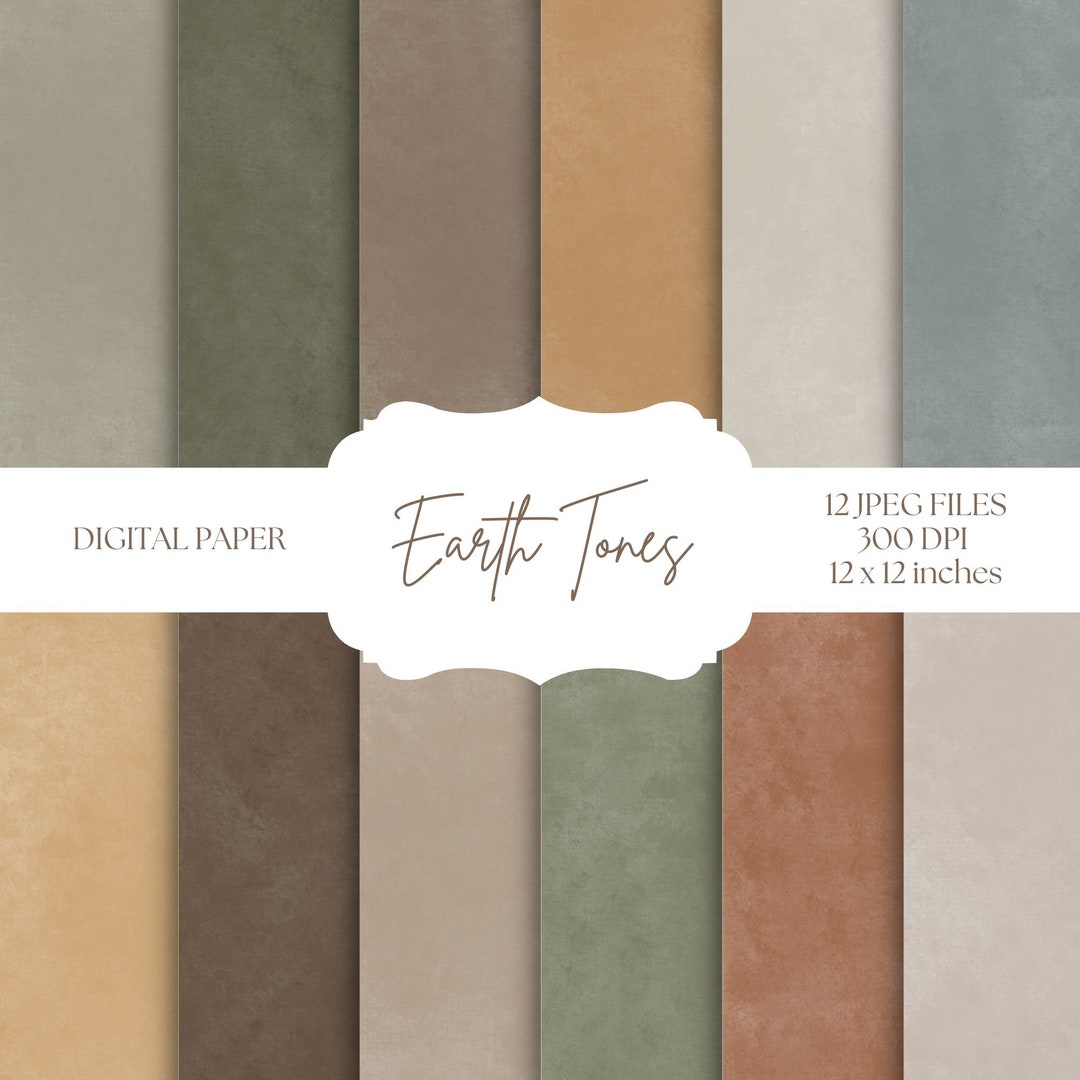 Earth Tones Digital Paper, Neutral Textures, Solid Color Backgrounds ...