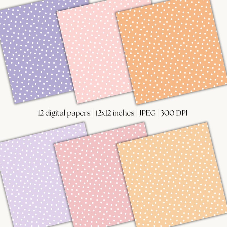 Polka Dots Digital Paper, Pastel Seamless Patterns, Spring Backgrounds ...
