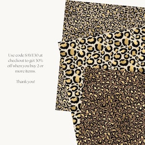 Leopard Print Digital Paper, Gold Metallic Backgrounds, Seamless Animal ...