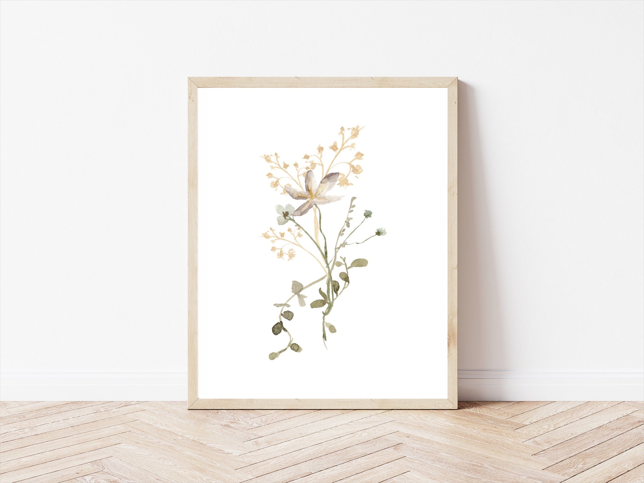 Fall Floral Wall Art Yellow Watercolor Botanical Prints | Etsy