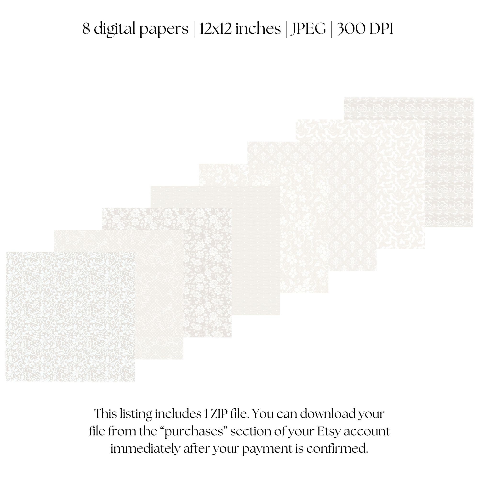 White Lace Digital Paper, Wedding Seamless Patterns, Lace Backgrounds ...