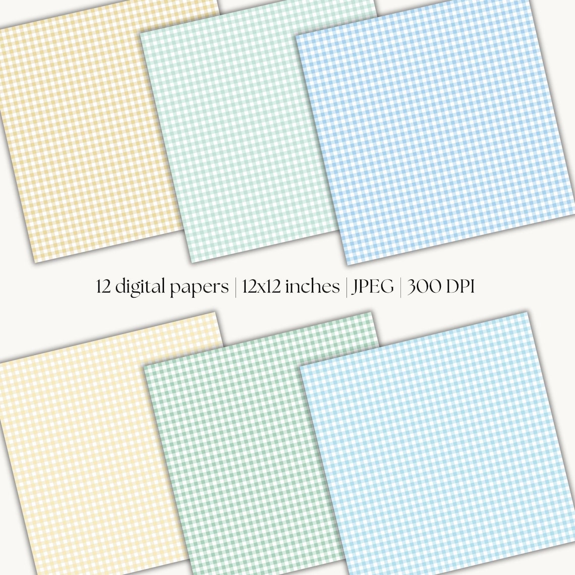 Pastel Gingham Digital Paper, Plaid Backgrounds, Pink & Blue Scrapbook ...