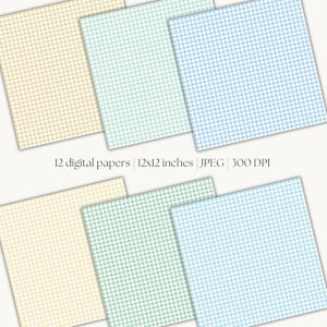 Pastel Gingham Digital Paper, Plaid Backgrounds, Pink & Blue Scrapbook ...
