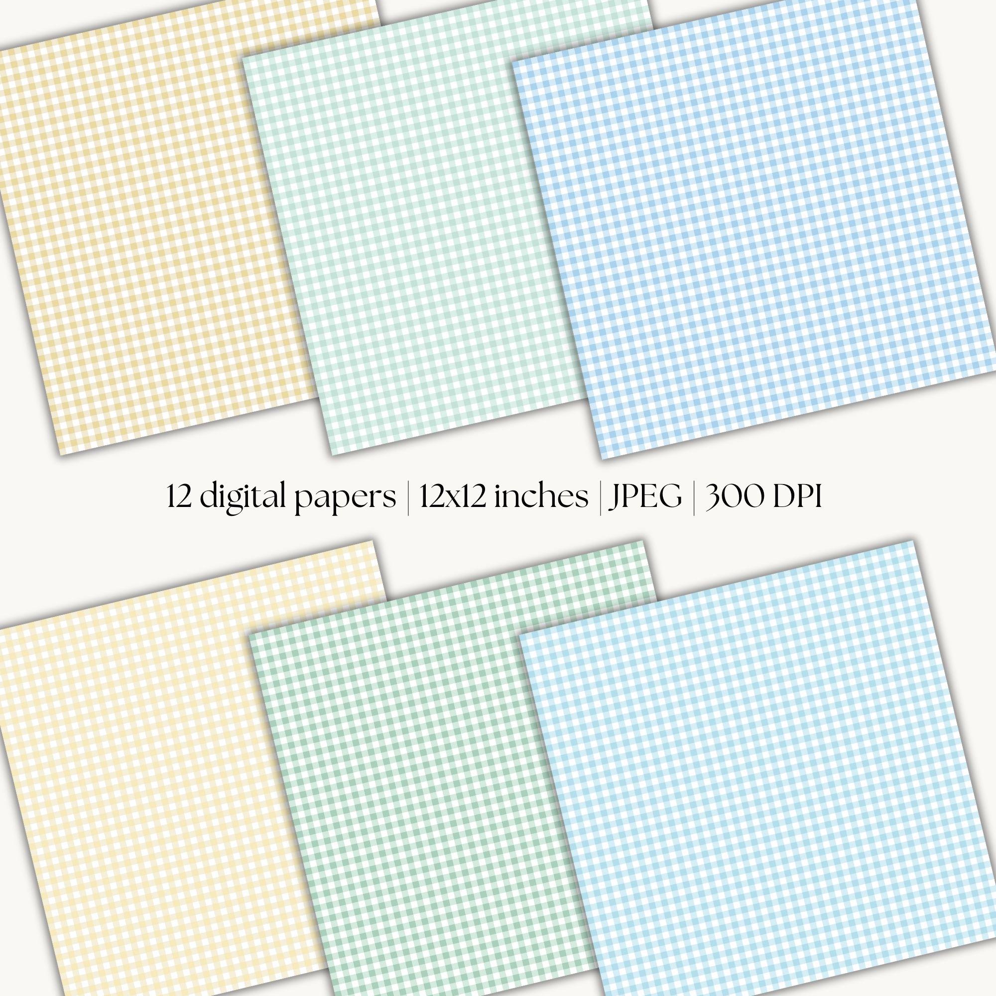 Pastel Gingham Digital Paper, Plaid Backgrounds, Pink & Blue Scrapbook ...