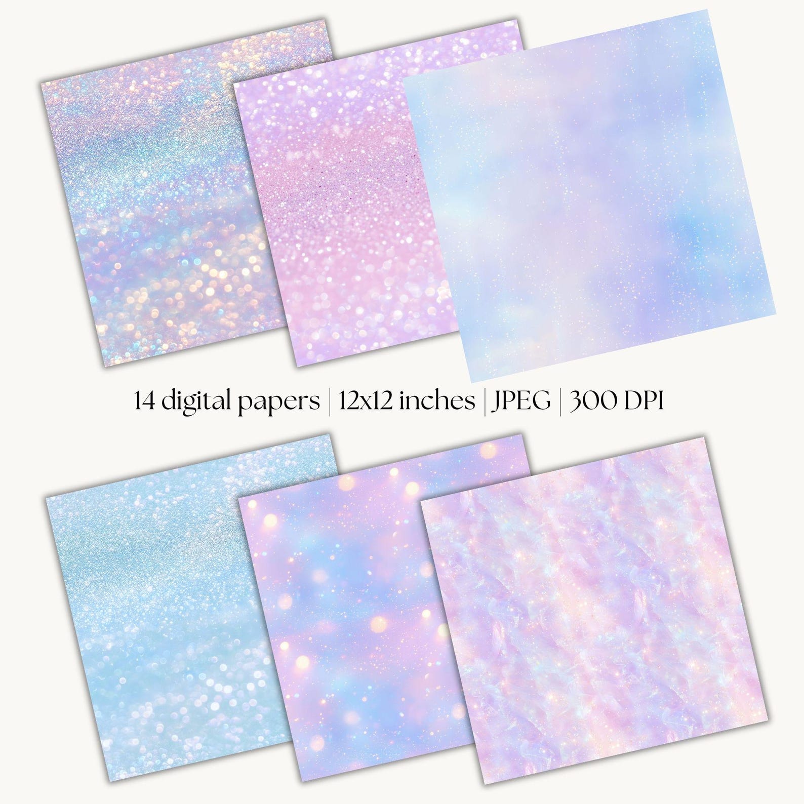 Pastel Digital Paper, Mermaid Seamless Patterns, Purple Iridescent ...