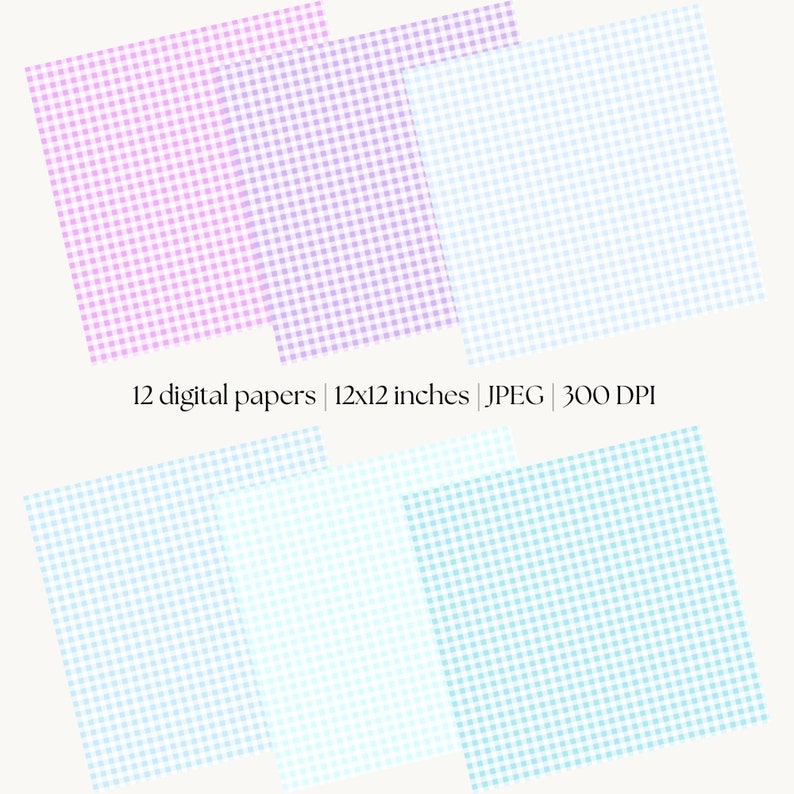 Pastel Gingham Digital Paper, Pink, Purple, Blue, Spring Backgrounds ...