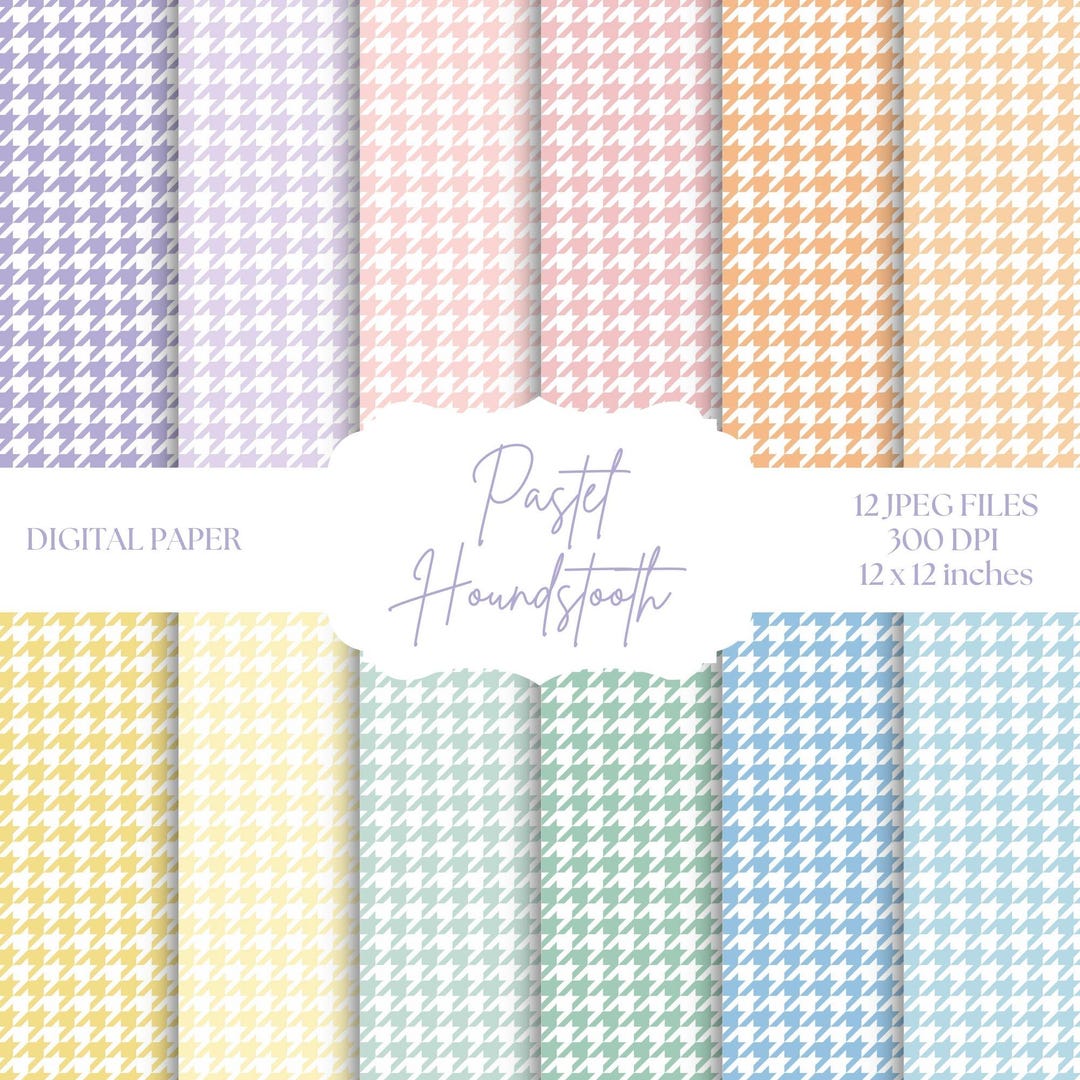 Houndstooth Digital Paper, Pastel Backgrounds, Pink Patterns, Scrapbook ...