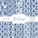 Blue Damask Digital Paper, Blue and White Backgrounds, Seamless ...