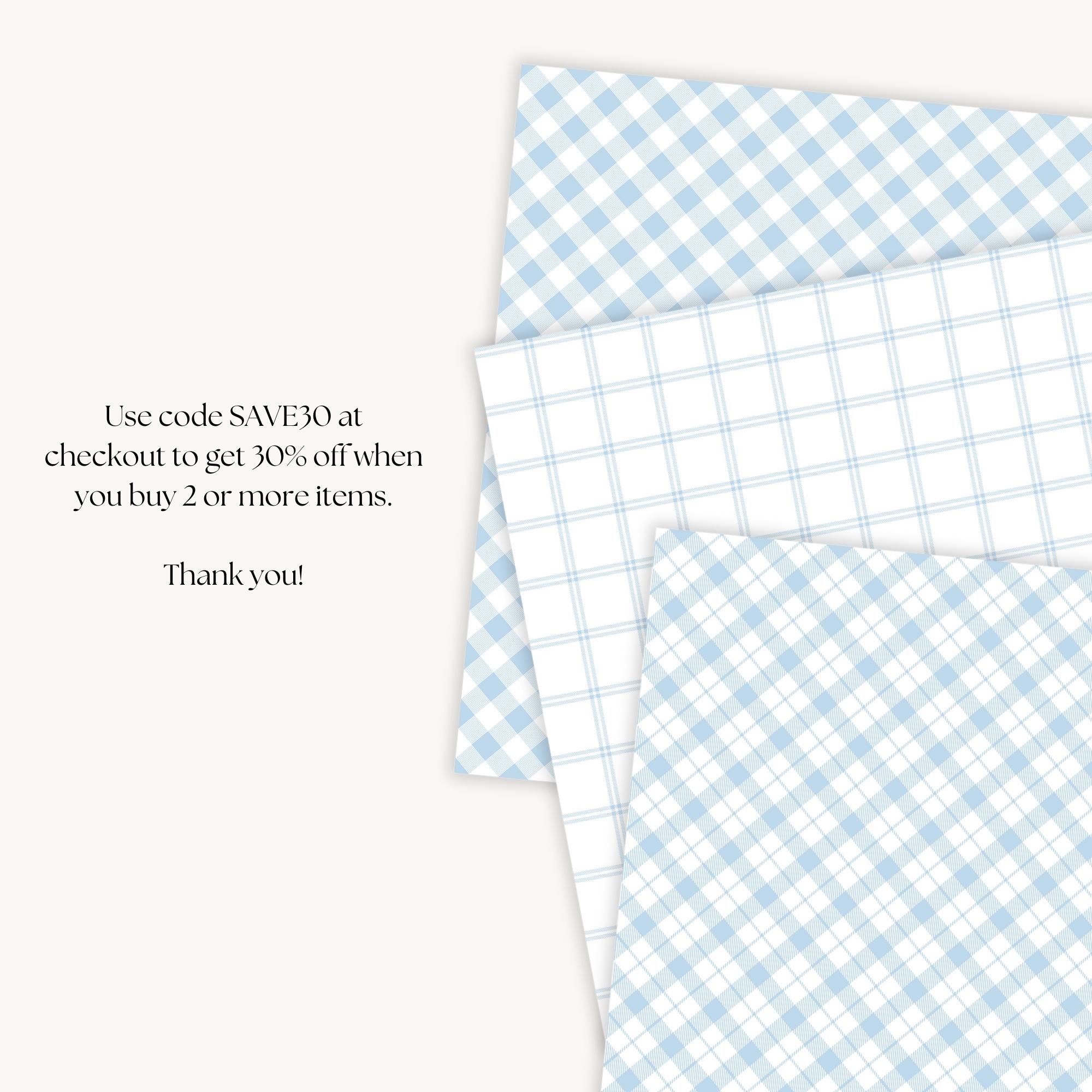 Blue Digital Paper, Plaid Backgrounds, Gingham Patterns, Scrapbook ...