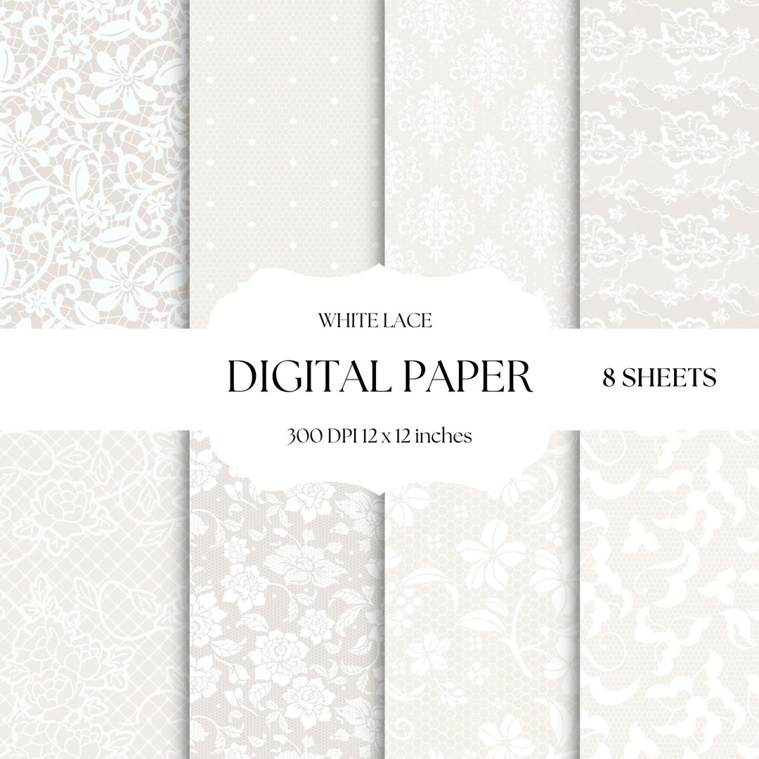 White Lace Digital Paper, Wedding Seamless Patterns, Lace Backgrounds ...