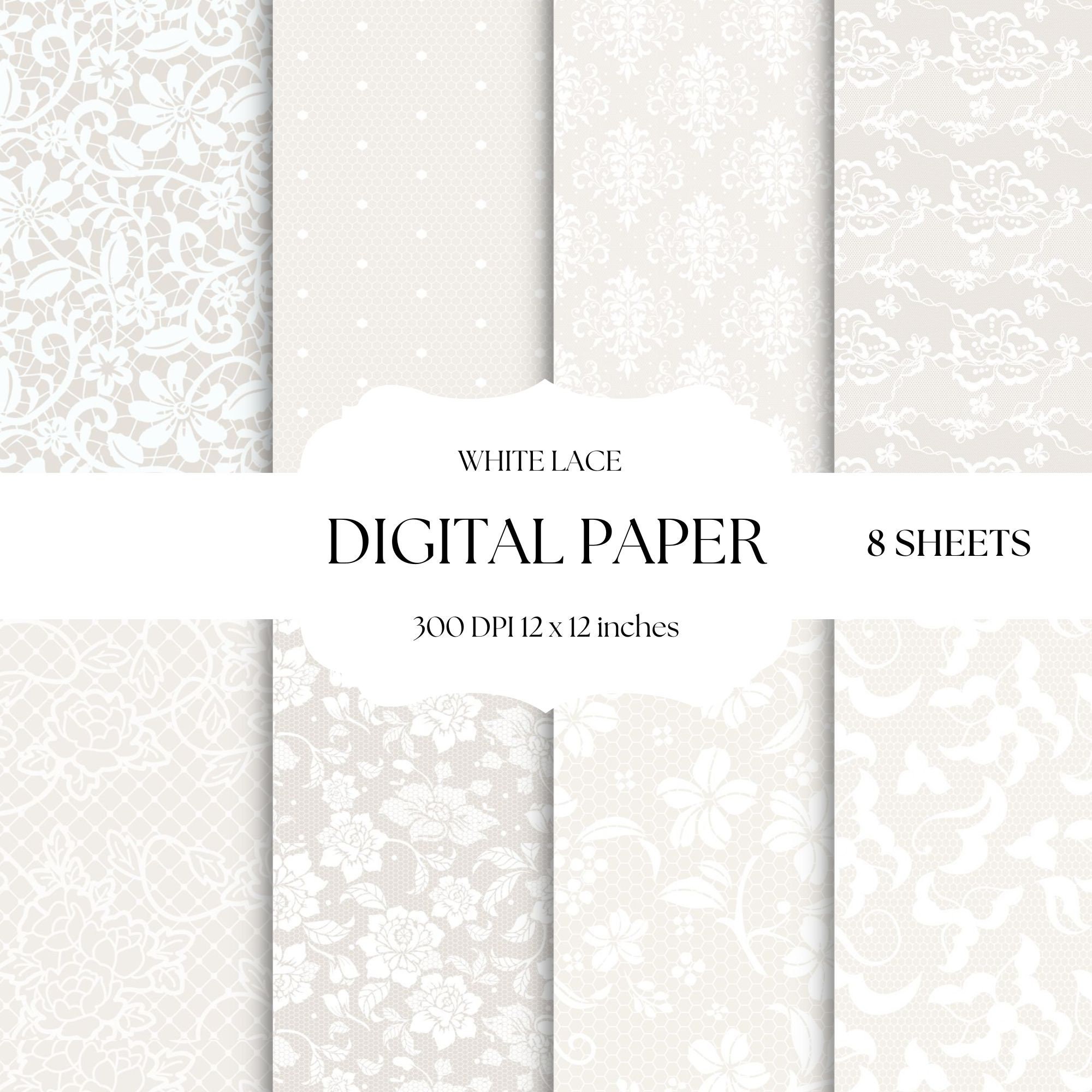 White Lace Digital Paper, Wedding Seamless Patterns, Lace Backgrounds ...