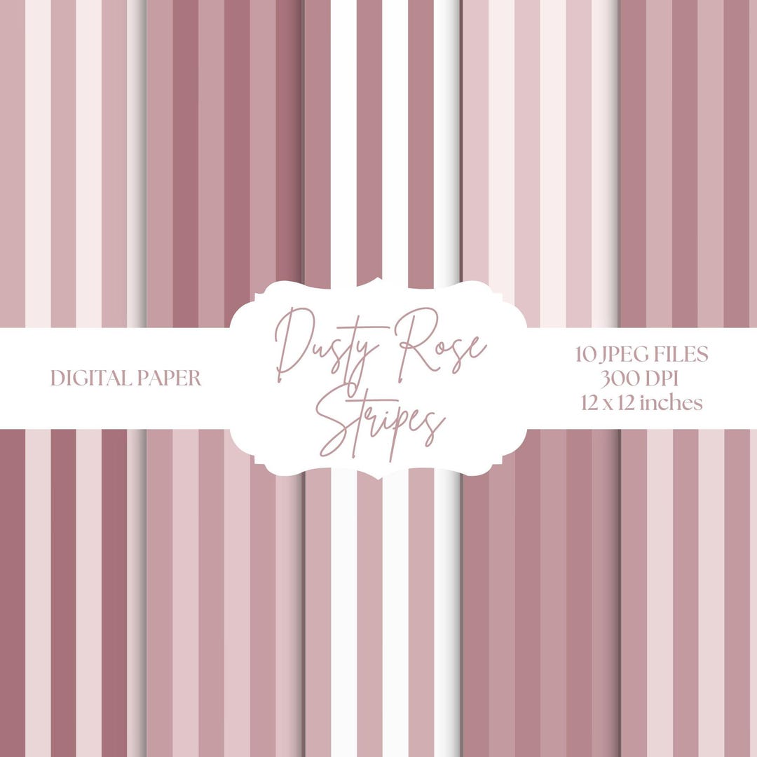 Pink Stripes Digital Paper, Seamless Stripe Patterns, Dusty Rose ...