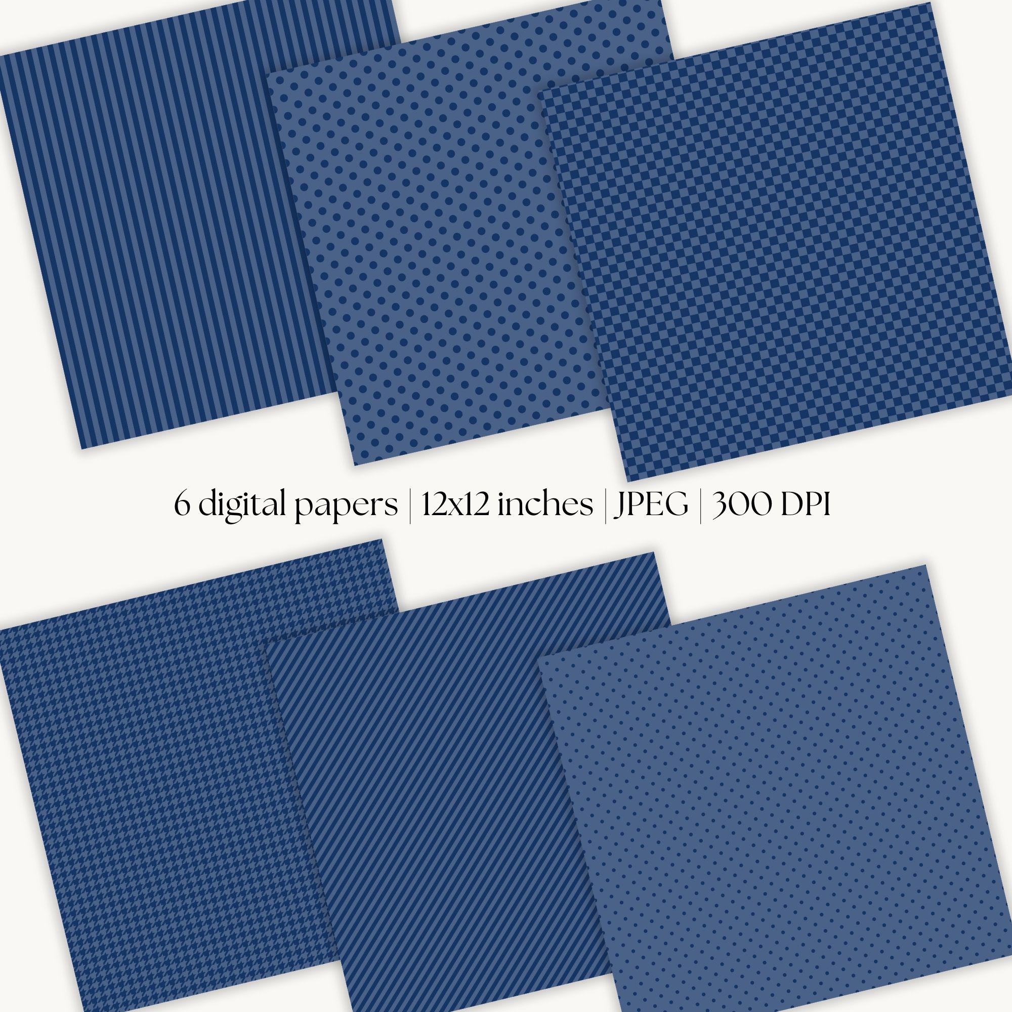 Blue Digital Paper, Navy Blue Backgrounds, Polka Dots, Houndstooth ...