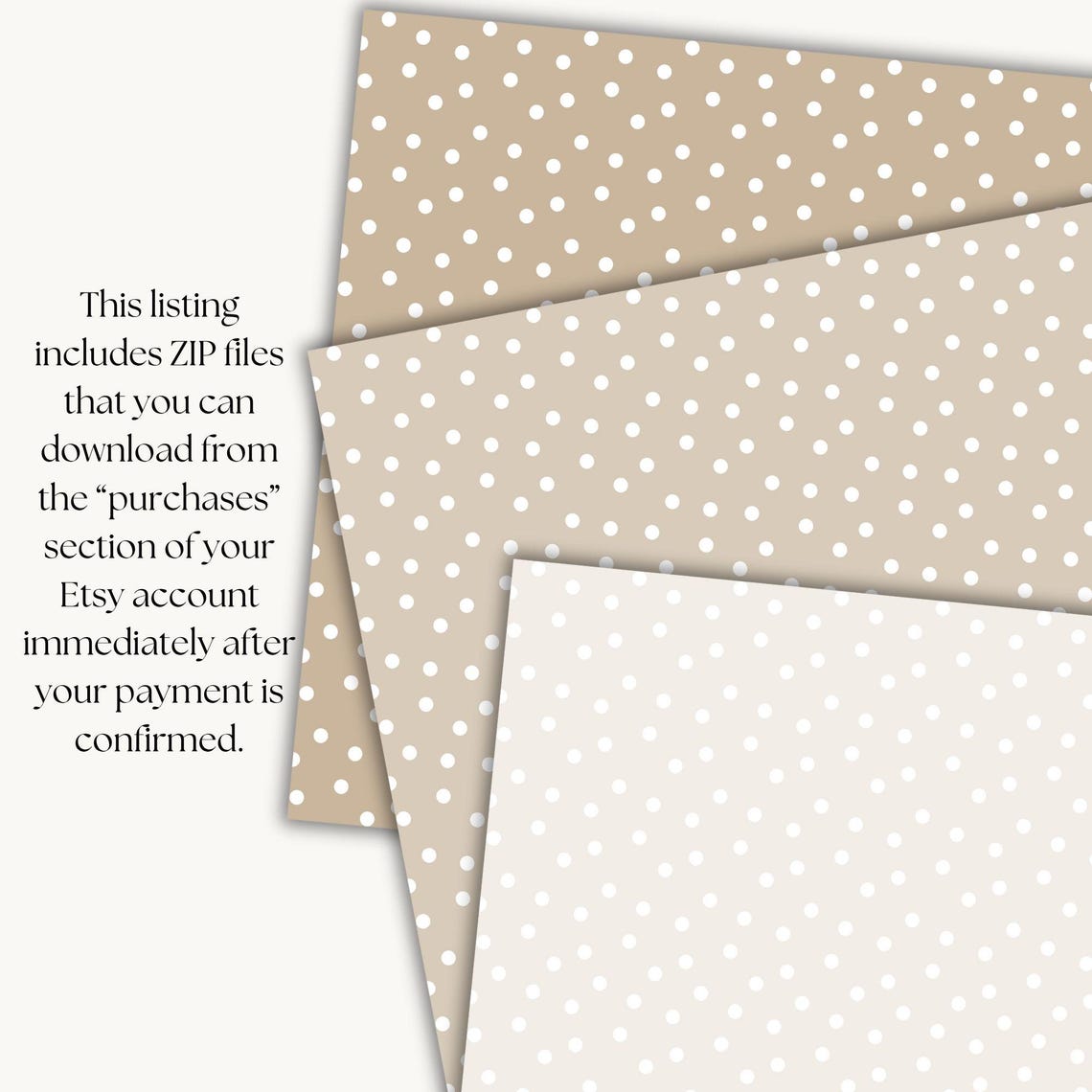 Polka Dots Digital Paper, Beige Seamless Patterns, Neutral Backgrounds ...