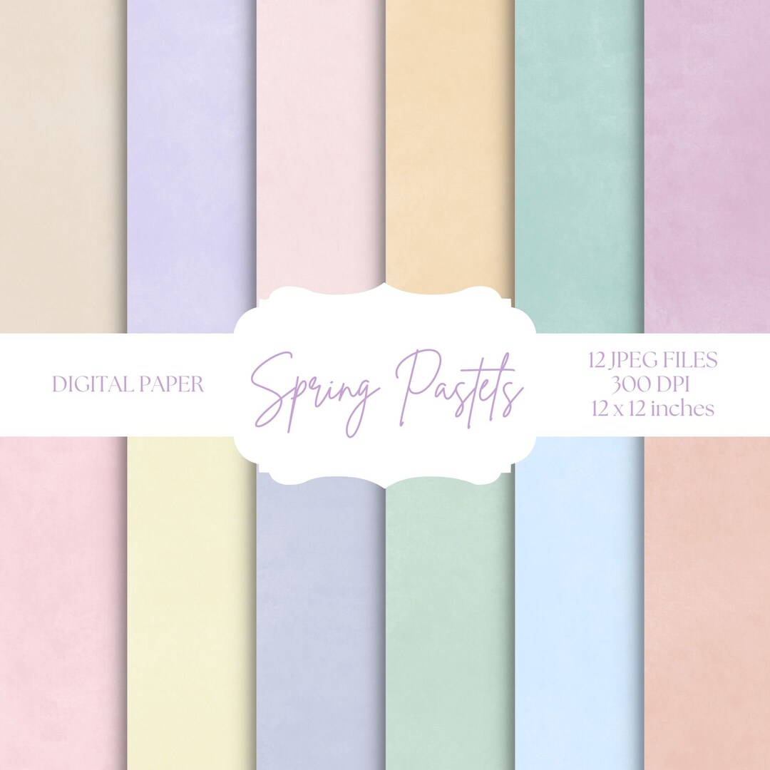 Pastel Digital Paper, Spring Backgrounds, Solid Color Textures ...