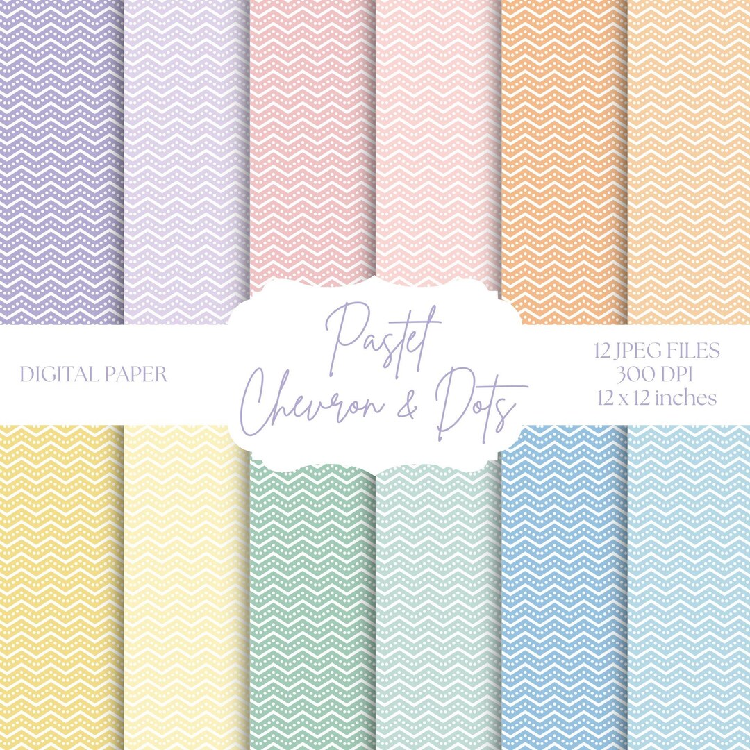 Pastel Chevron Digital Paper, Polka Dots Patterns, Pink Backgrounds ...