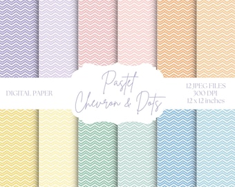 Pastel Chevron Digital Paper, Polka Dots Patterns, Pink Backgrounds ...