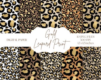 Leopard Print Digital Paper, Pink Metallic Backgrounds, Seamless Animal ...
